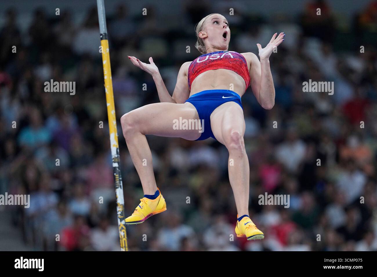 United States' Katie Moon competes in the women's pole vault final at ...