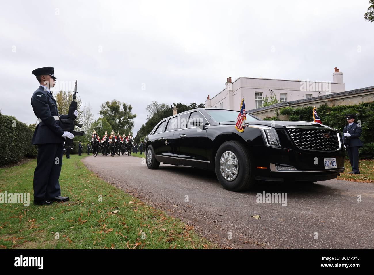 President Donald Trump's official car, drives the route of a carriage ...