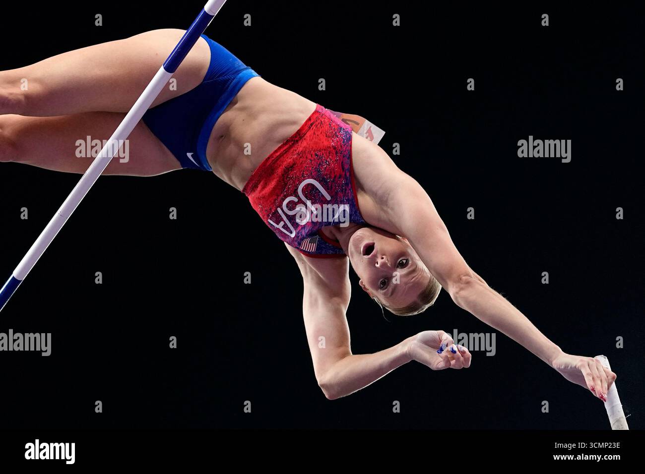 United States' Katie Moon makes an attempt in the women's pole vault ...