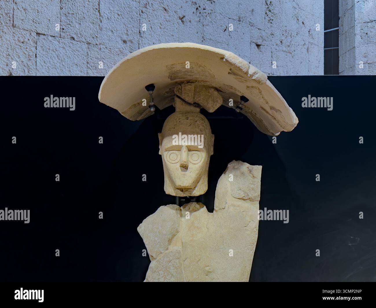 Ancient stone statue of Mont’e Prama Giant warrior exhibited in Cabras ...