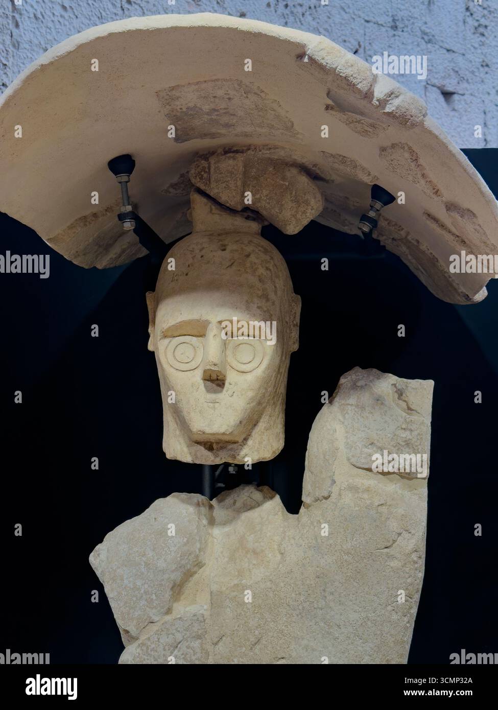 Ancient stone statue of Mont’e Prama Giant warrior exhibited in Cabras ...