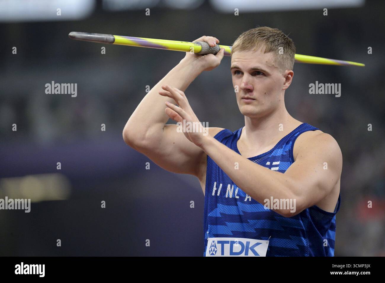 Oliver Helander of Finland during men's javelin qualification at the ...