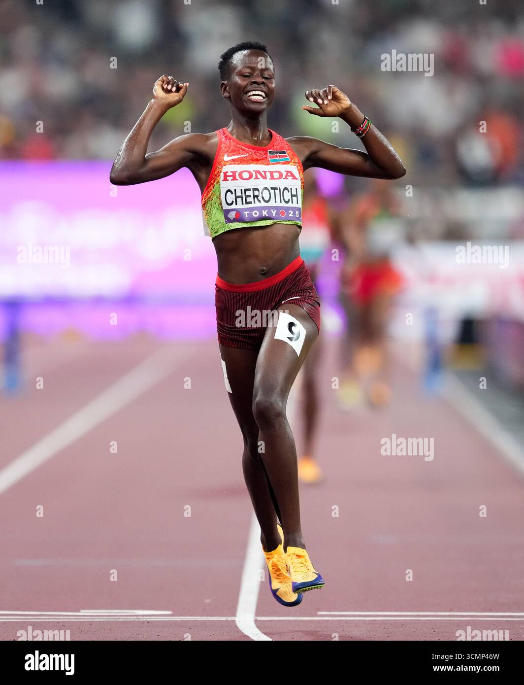 Faith Cherotich of Kenya celebrates victory following the Women's 3000m ...