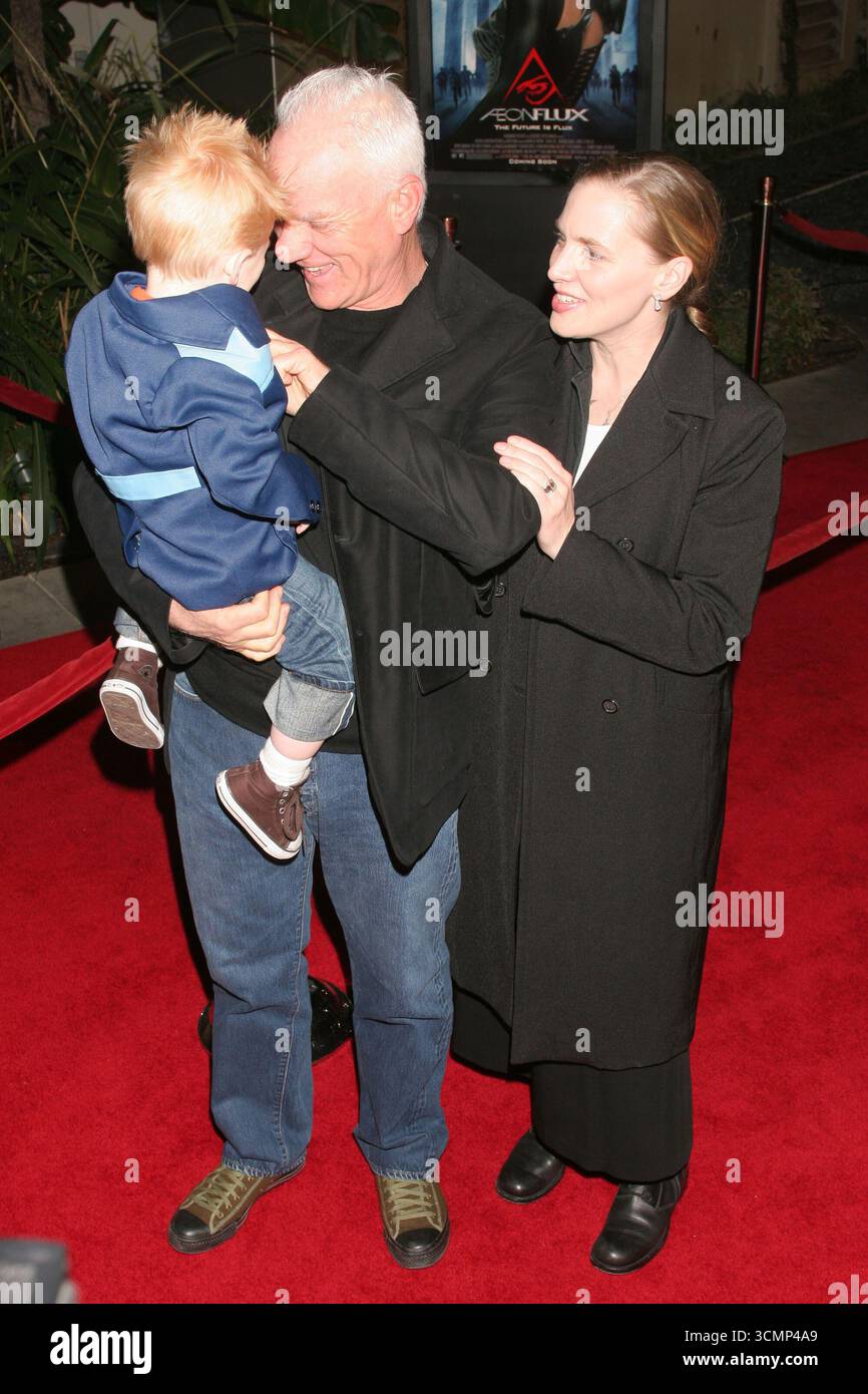Malcolm McDowell, wife Kelley and son Beckett at the Aeon Flux World ...