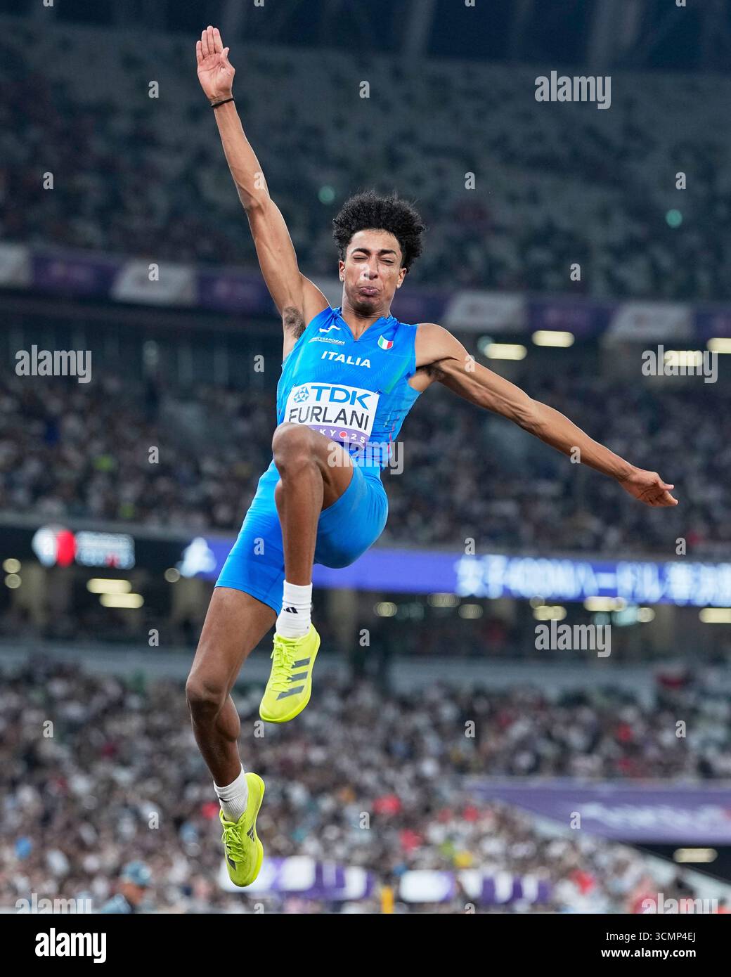 Italy's Mattia Furlani competes in the men's long jump final at the ...