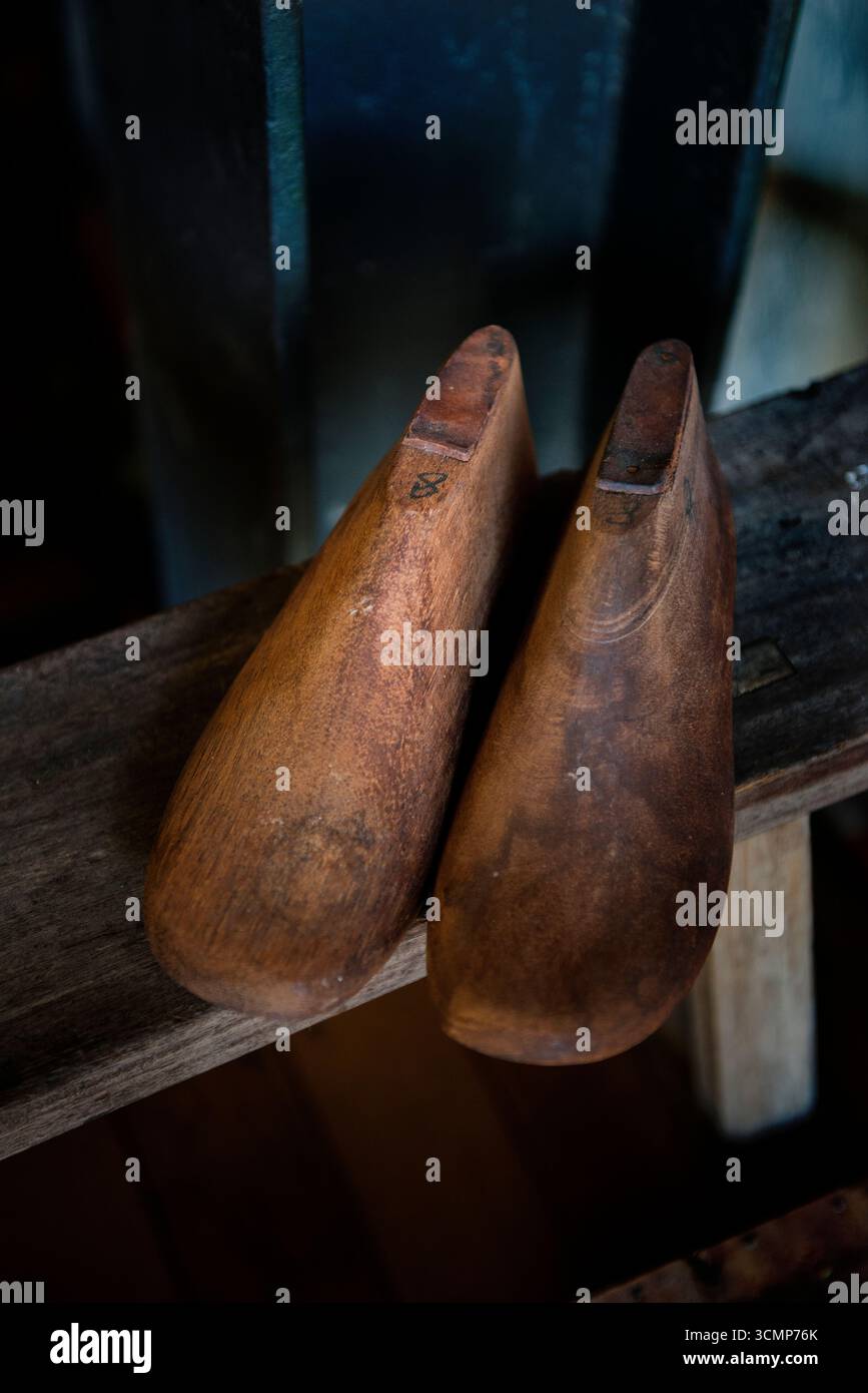 Traditional Wooden Shoe Forms for Handmade Footwear Stock Photo - Alamy