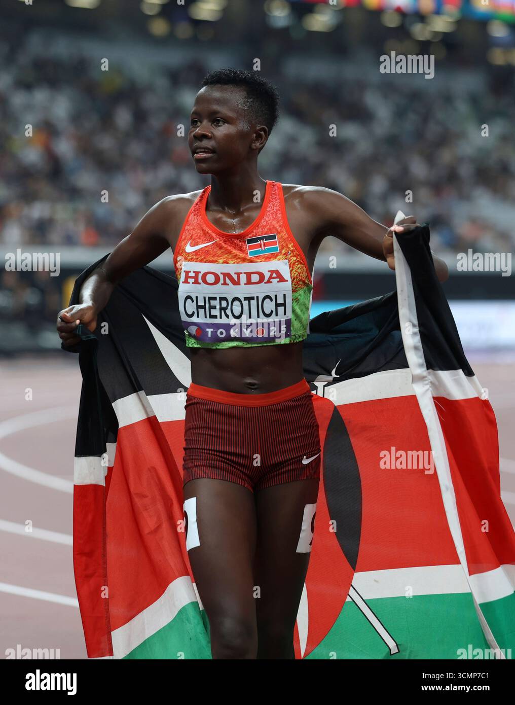 Faith CHEROTICH of Kenya reacts after winning Women's 3000 Meters ...