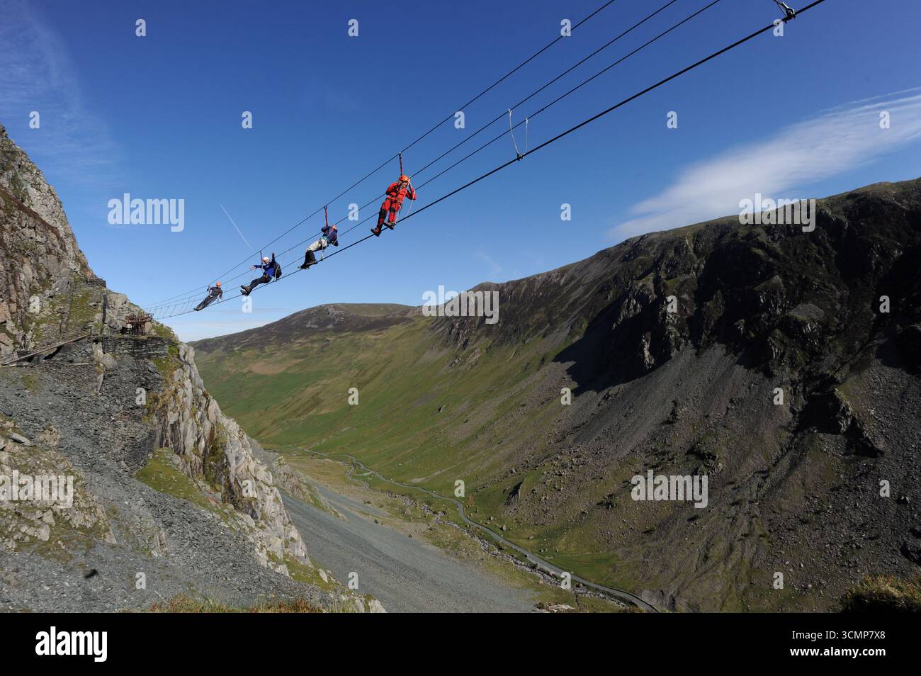 The bridge on Fleetwith Pike at 2,000ft with the rope bridge forming ...