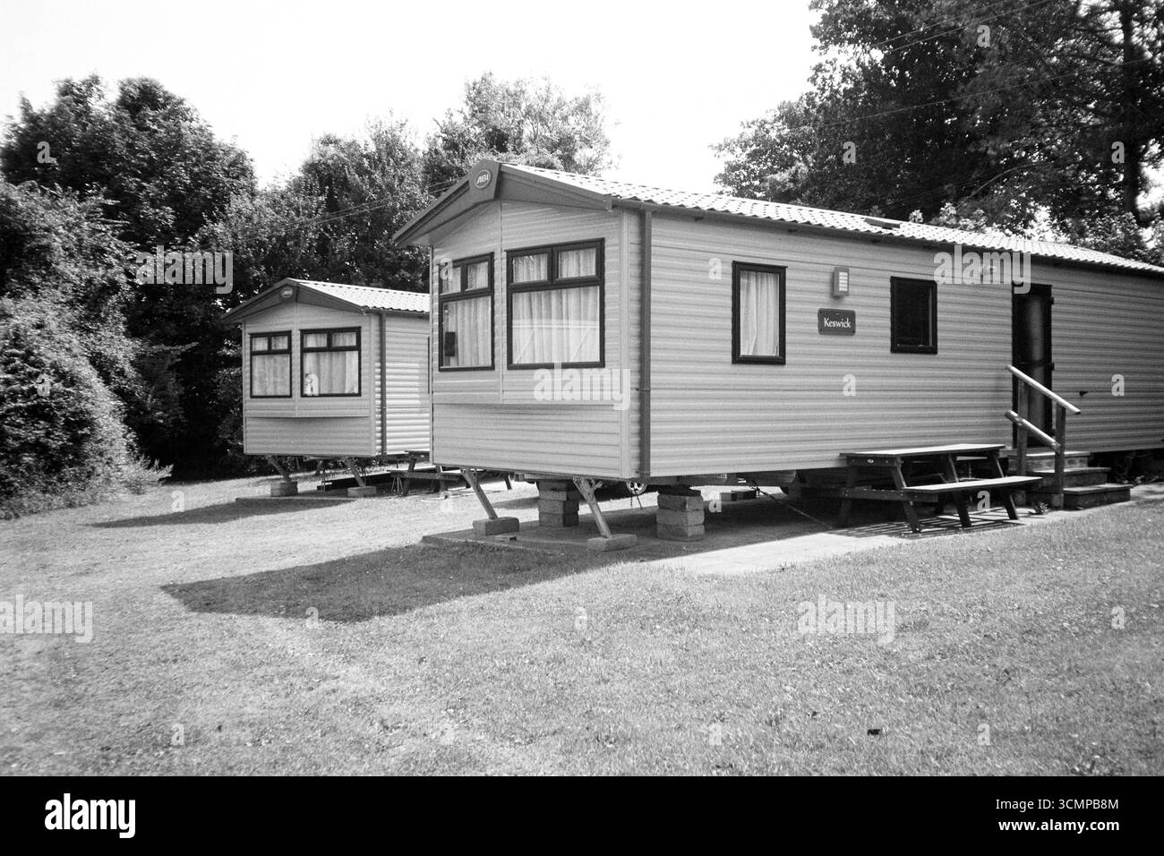 Static caravans on site Black and White Stock Photos & Images - Alamy