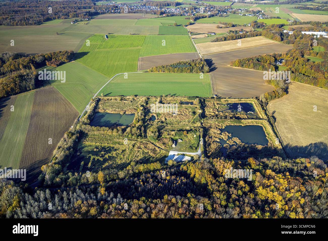 Aerial view, former sewage sludge landfill in the Halingen district of ...