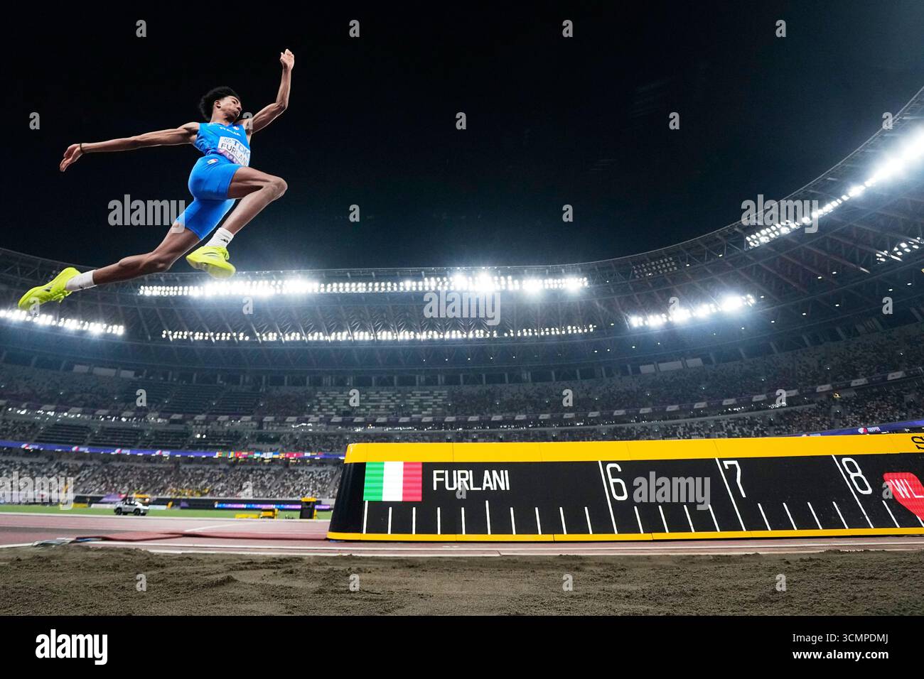 Italy's Mattia Furlani competes in the men's long jump final at the ...