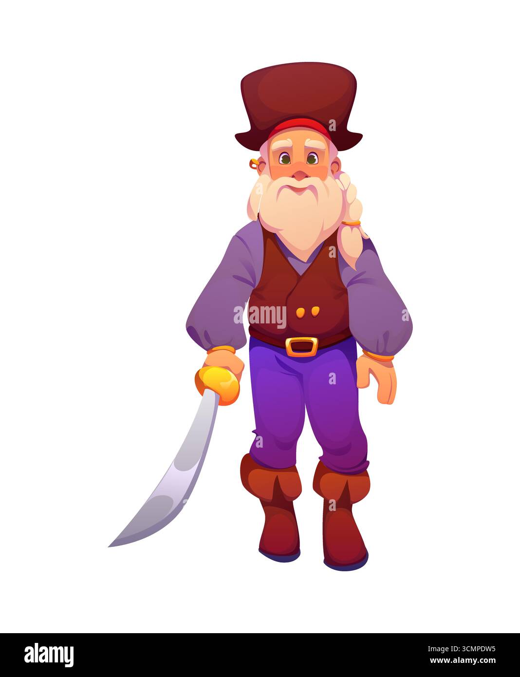 Cartoon medieval sea pirate and corsair character. Isolated vector ...