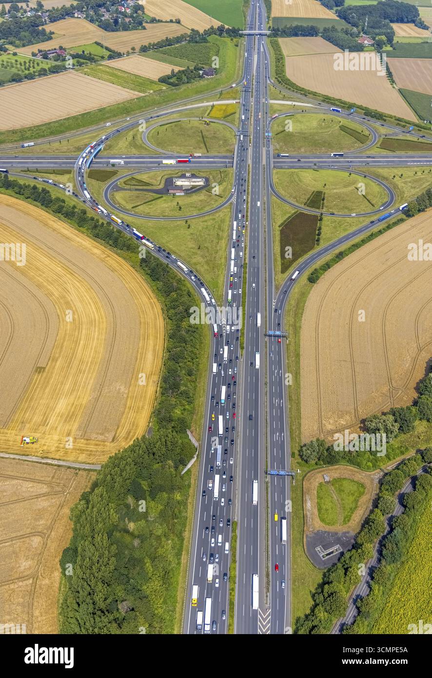 Aerial view, Kamen interchange with A1 motorway and A2 motorway ...