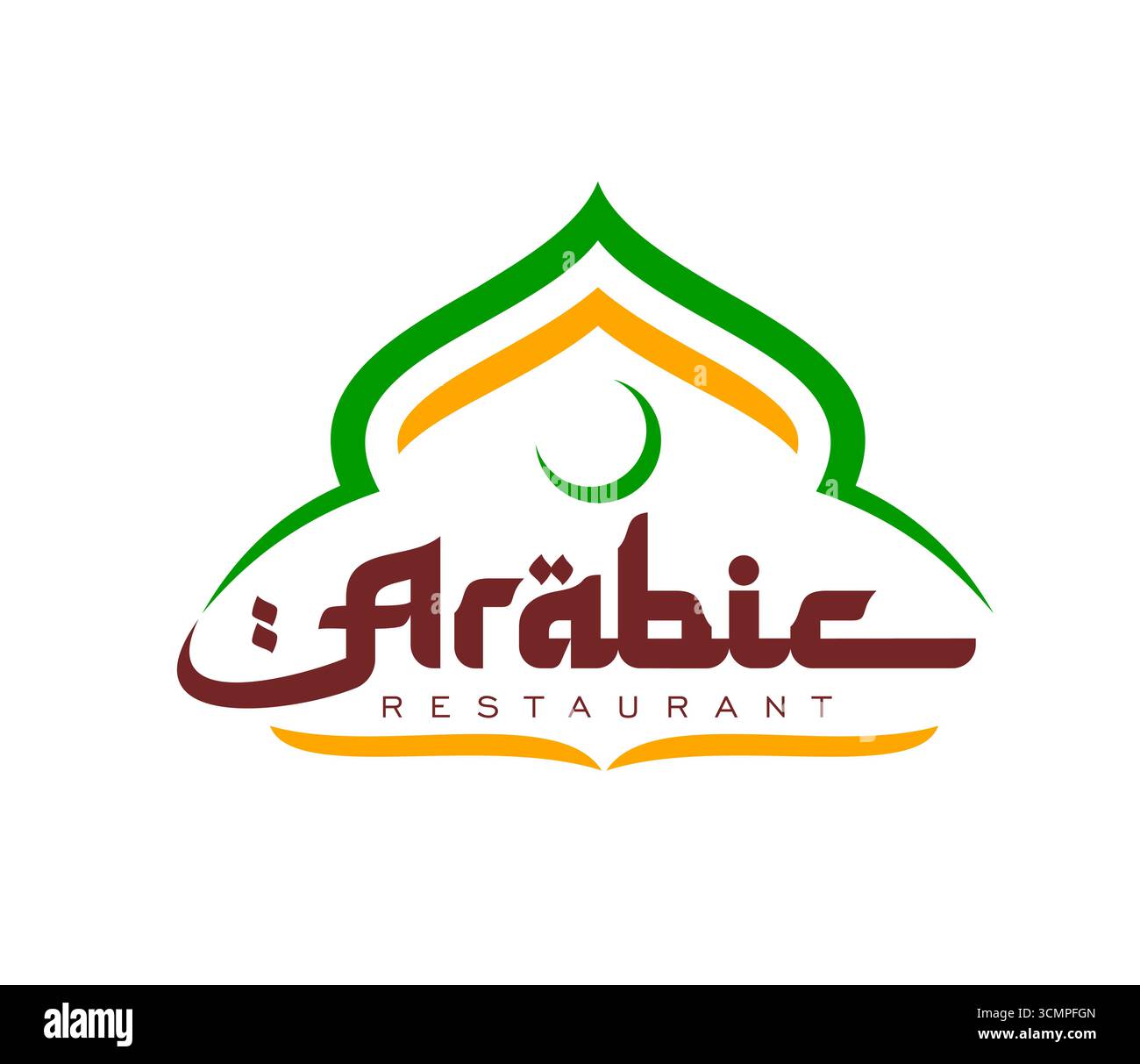Arab Arabian restaurant icon featuring mosque inspired outline ...
