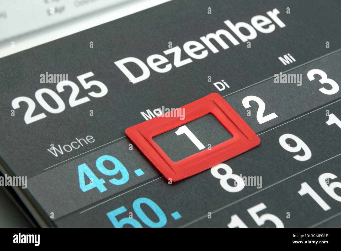 Deutscher Kalender 1. Dezember 2025 Montag Stock Photo - Alamy