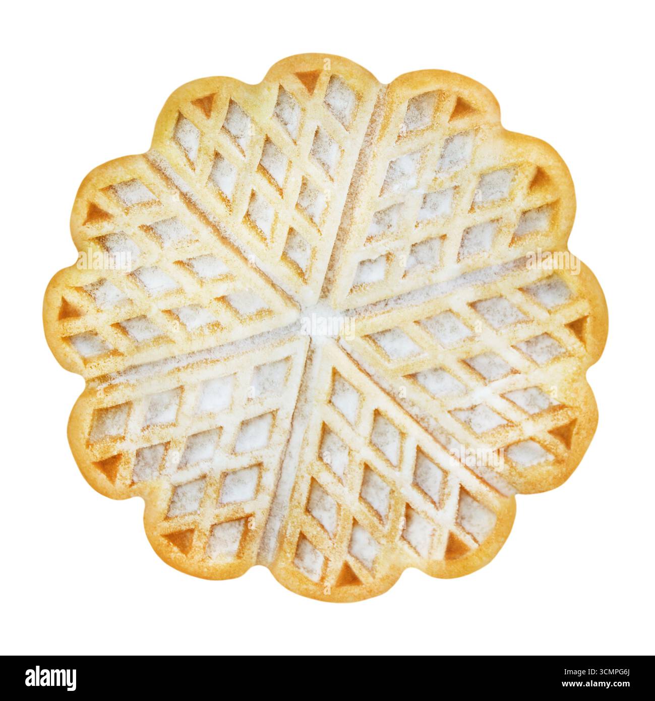 1 Waffle and powdered sugar isolated on white background Stock Photo ...