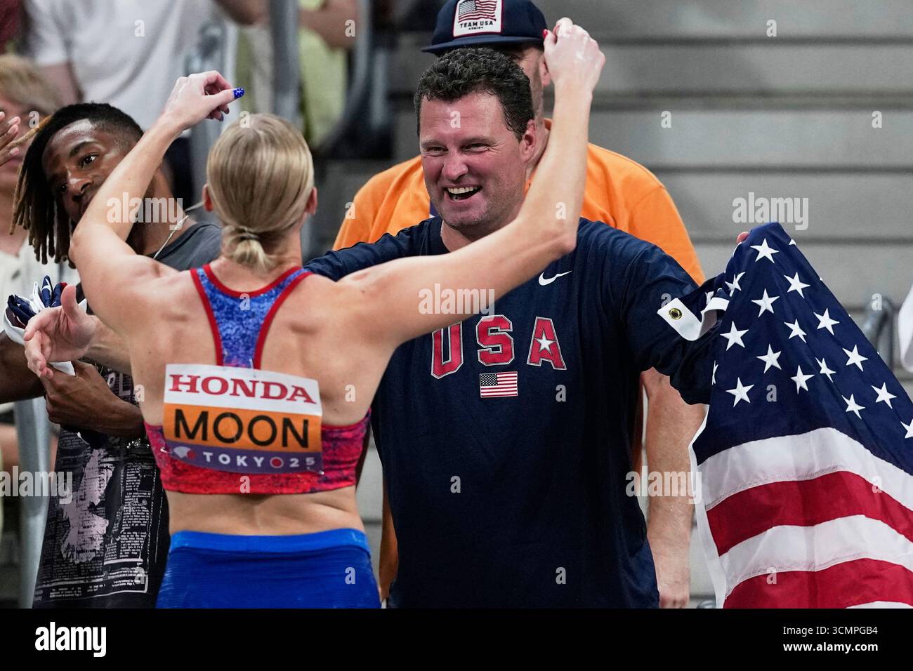 United States' Katie Moon is congratulated by supporters after winning ...