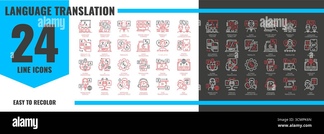 Language translation service linear Stock Vector Images - Alamy