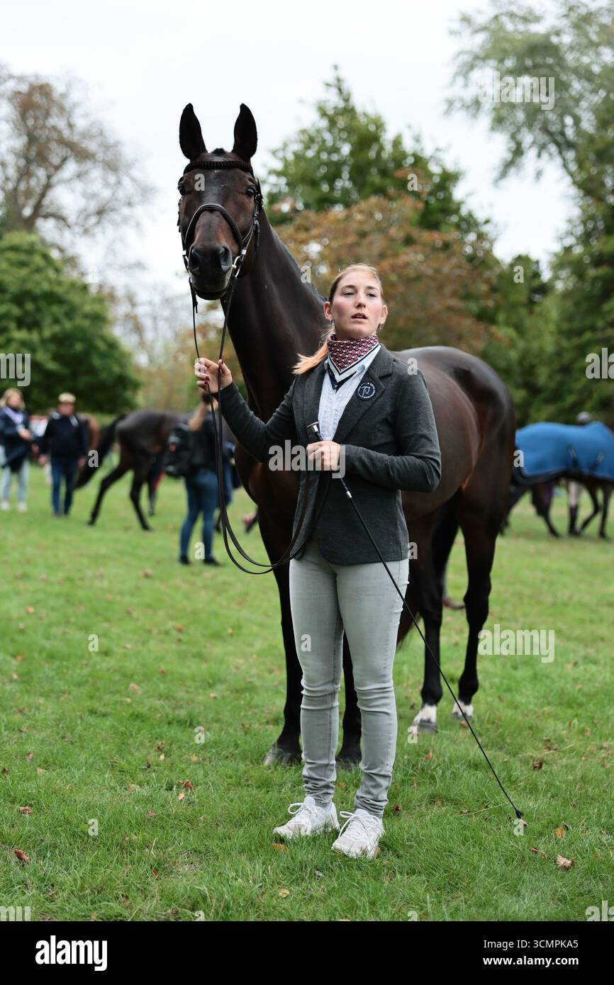 Nadja Minder of Switzerland with Toblerone during the first horse ...