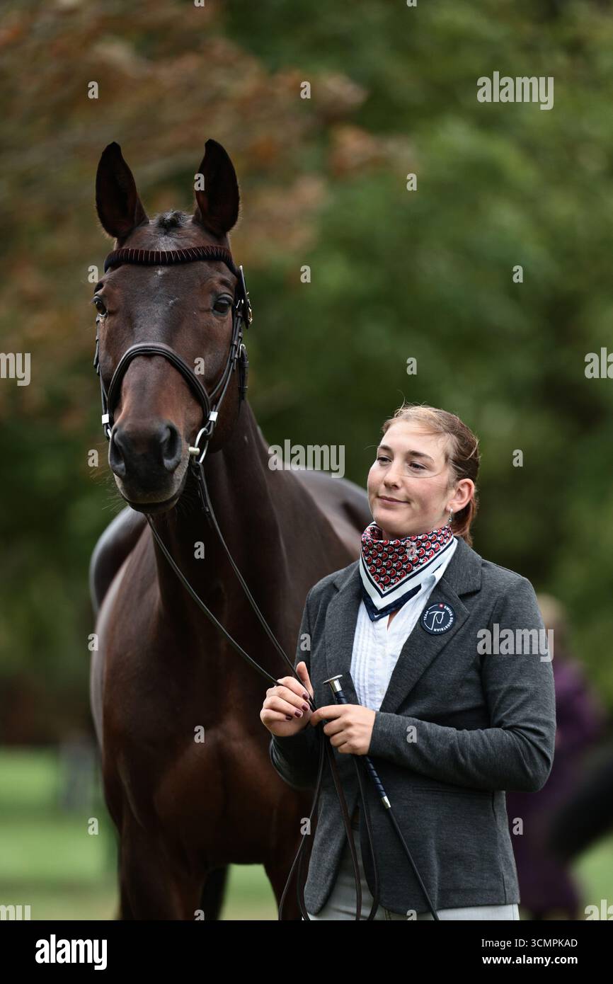 Nadja Minder of Switzerland with Toblerone during the first horse ...