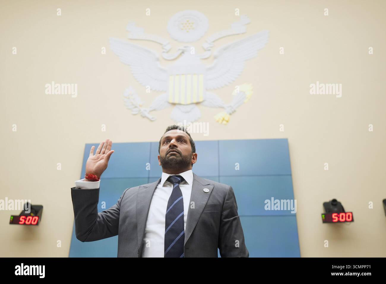 FBI Director Kash Patel is sworn in as he appears before the House ...