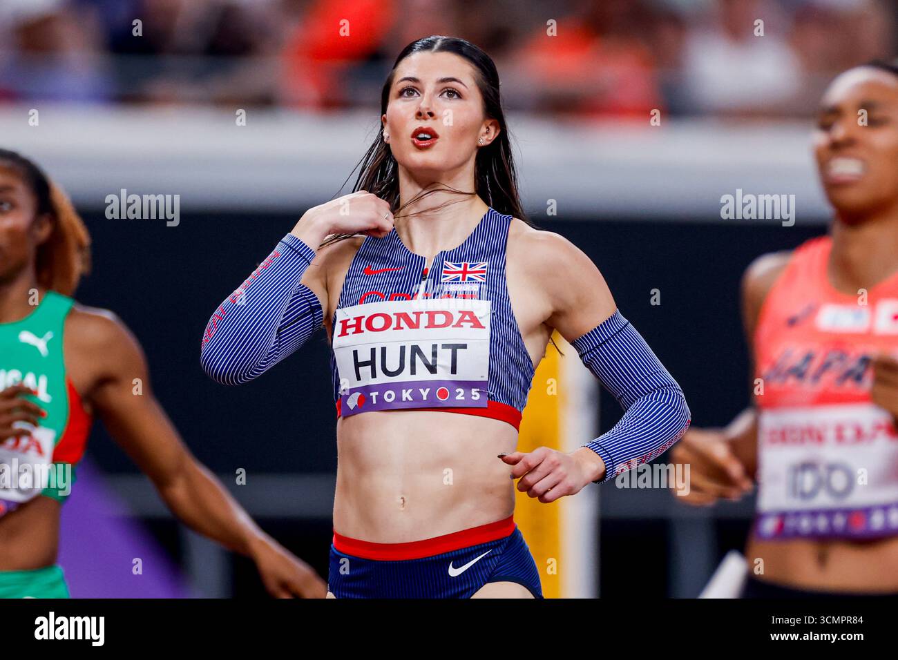 Amy Hunt of Great Britain looks on after competing in the Women's 200 ...