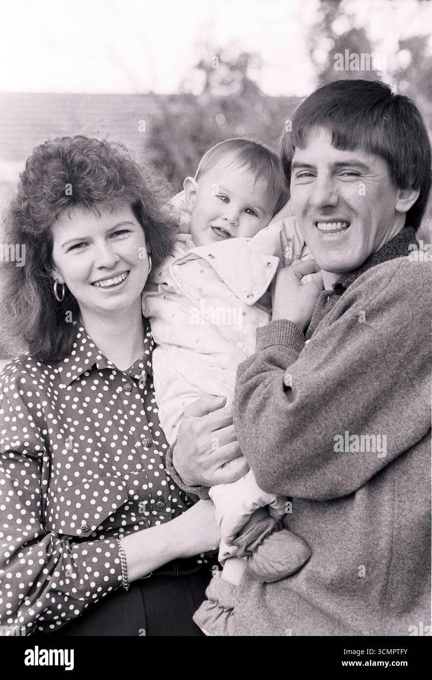 Liverpool striker Peter Beardsley pictured with wife Sandra and 9 month ...