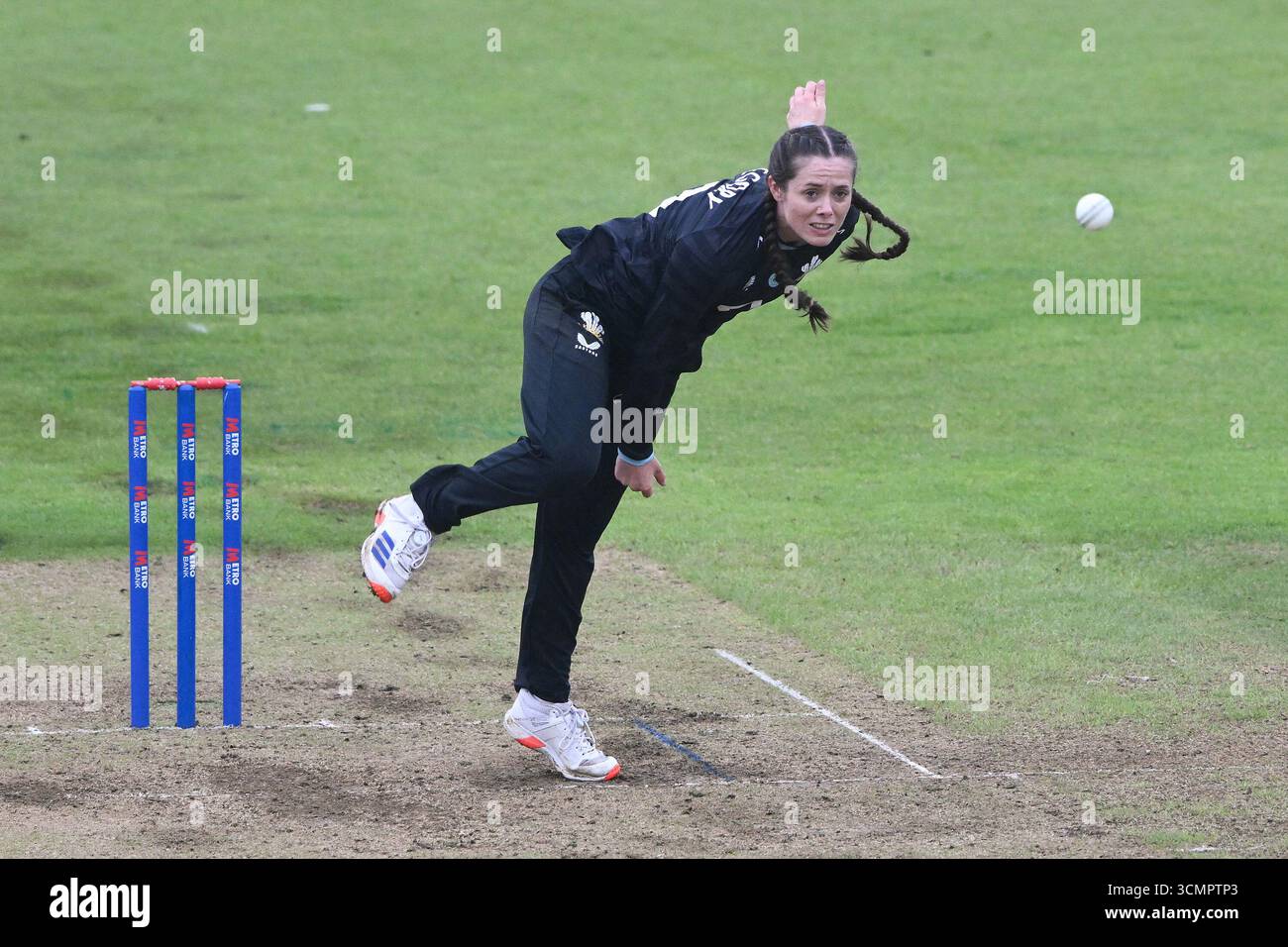 Southampton, UK, 17 September 2025. Danielle Gregory of Surrey bowling ...