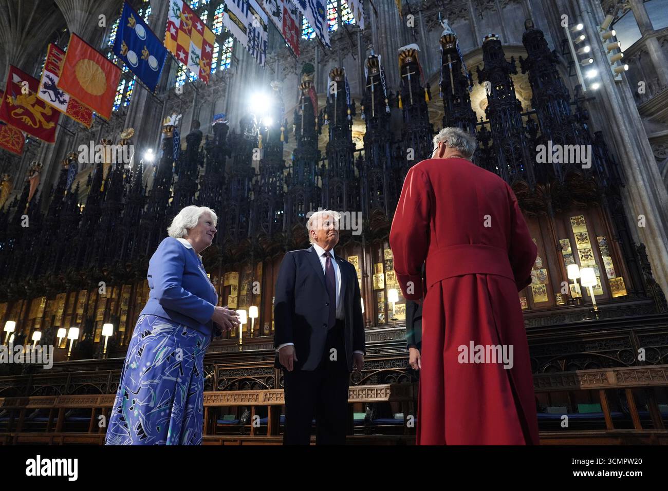 President Donald Trump and first lady Melania Trump receive a tour of ...