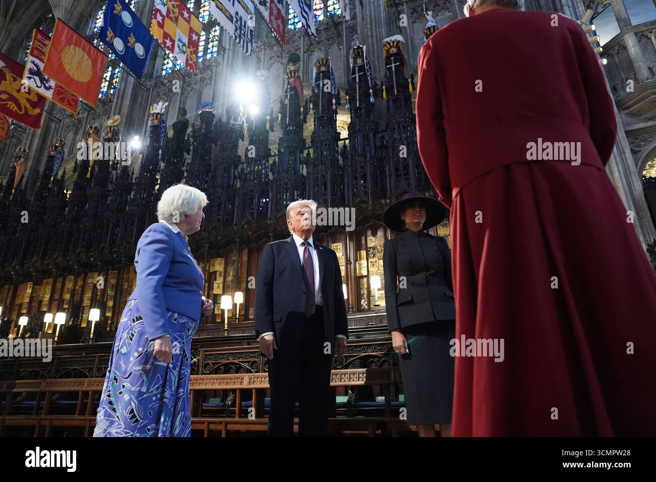 President Donald Trump and first lady Melania Trump receive a tour of ...