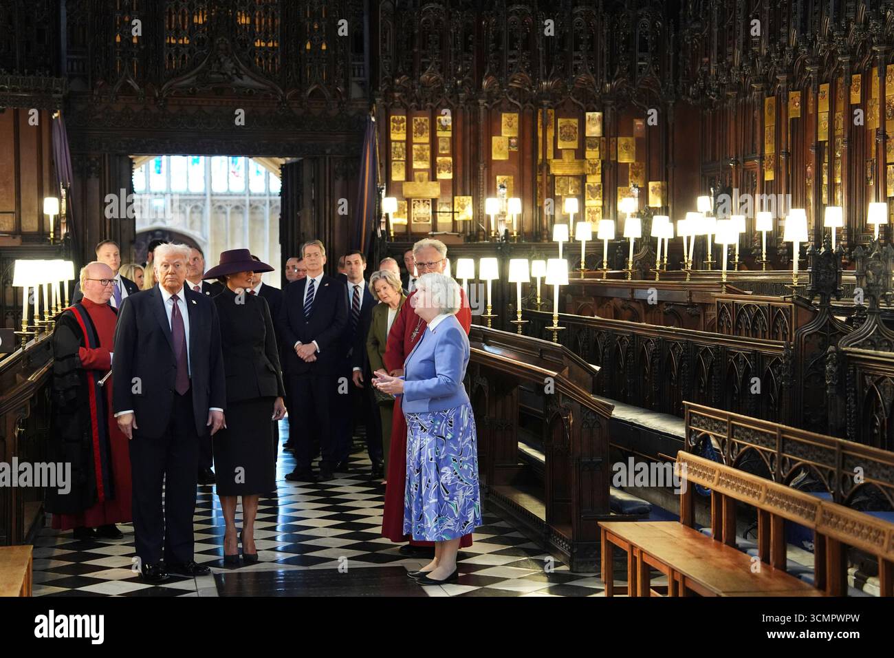 President Donald Trump and first lady Melania Trump receive a tour of ...