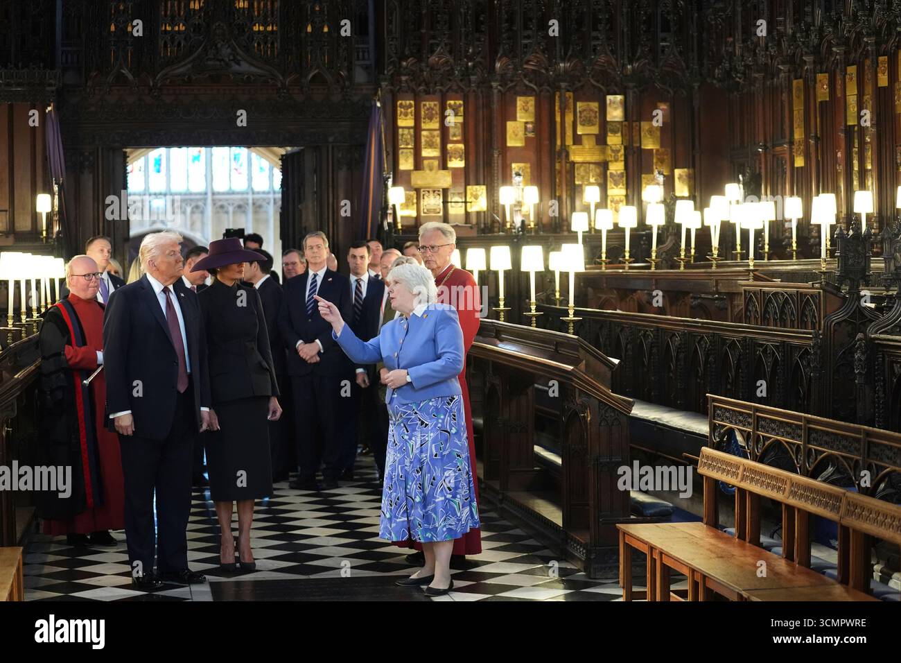 President Donald Trump and first lady Melania Trump receive a tour of ...