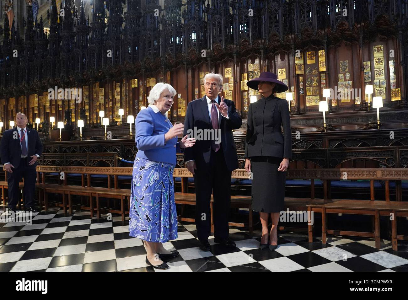 President Donald Trump and first lady Melania Trump receive a tour of ...