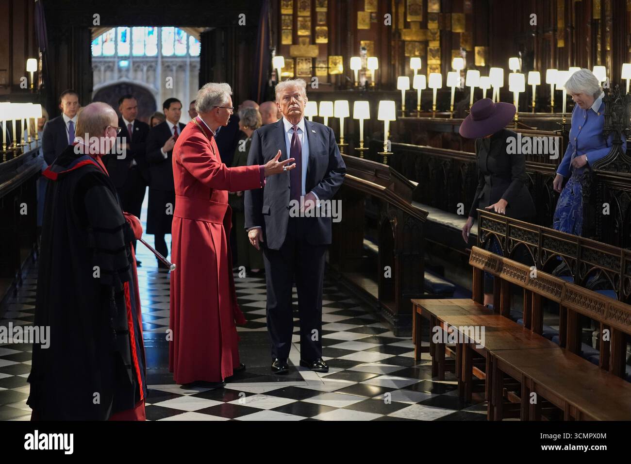 President Donald Trump and first lady Melania Trump receive a tour of ...