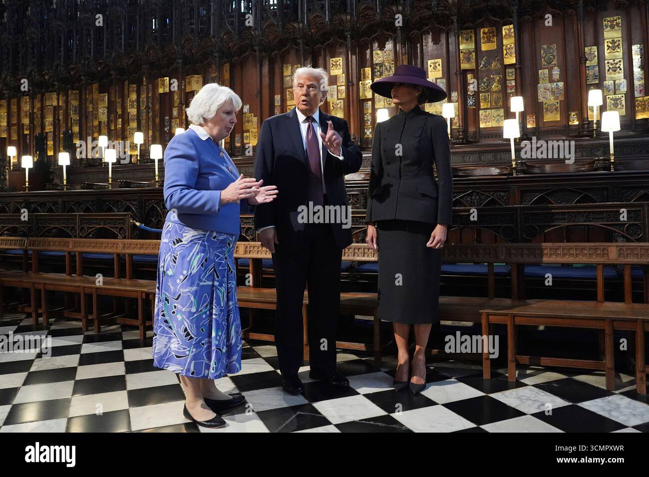 President Donald Trump and first lady Melania Trump receive a tour of ...