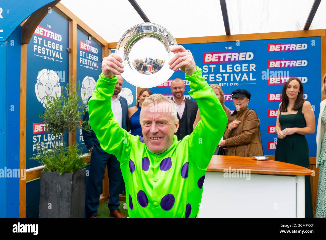 Jockey Gary Bardwell after winning the 2025 Leger Legends race on ...