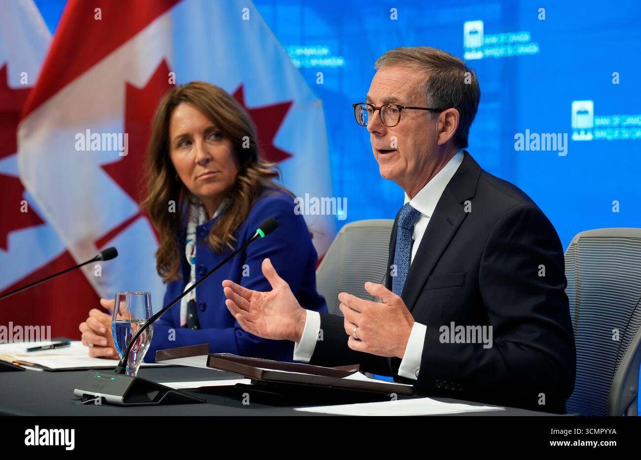 Bank of Canada Governor Senior Deputy Governor Carolyn Rogers looks on as Tiff Macklem responds ...