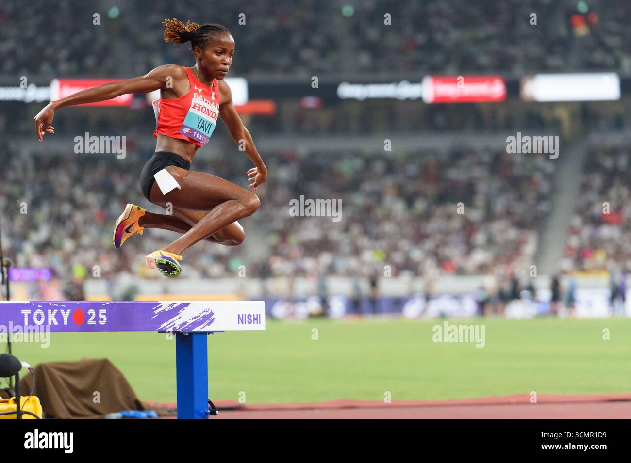 Winfred Yavi (Bahrain) during the 3000 metres steeplechase final during ...