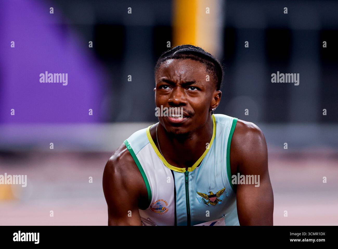 Omar Simpson of United States Virgin Islands looks exhausted after ...