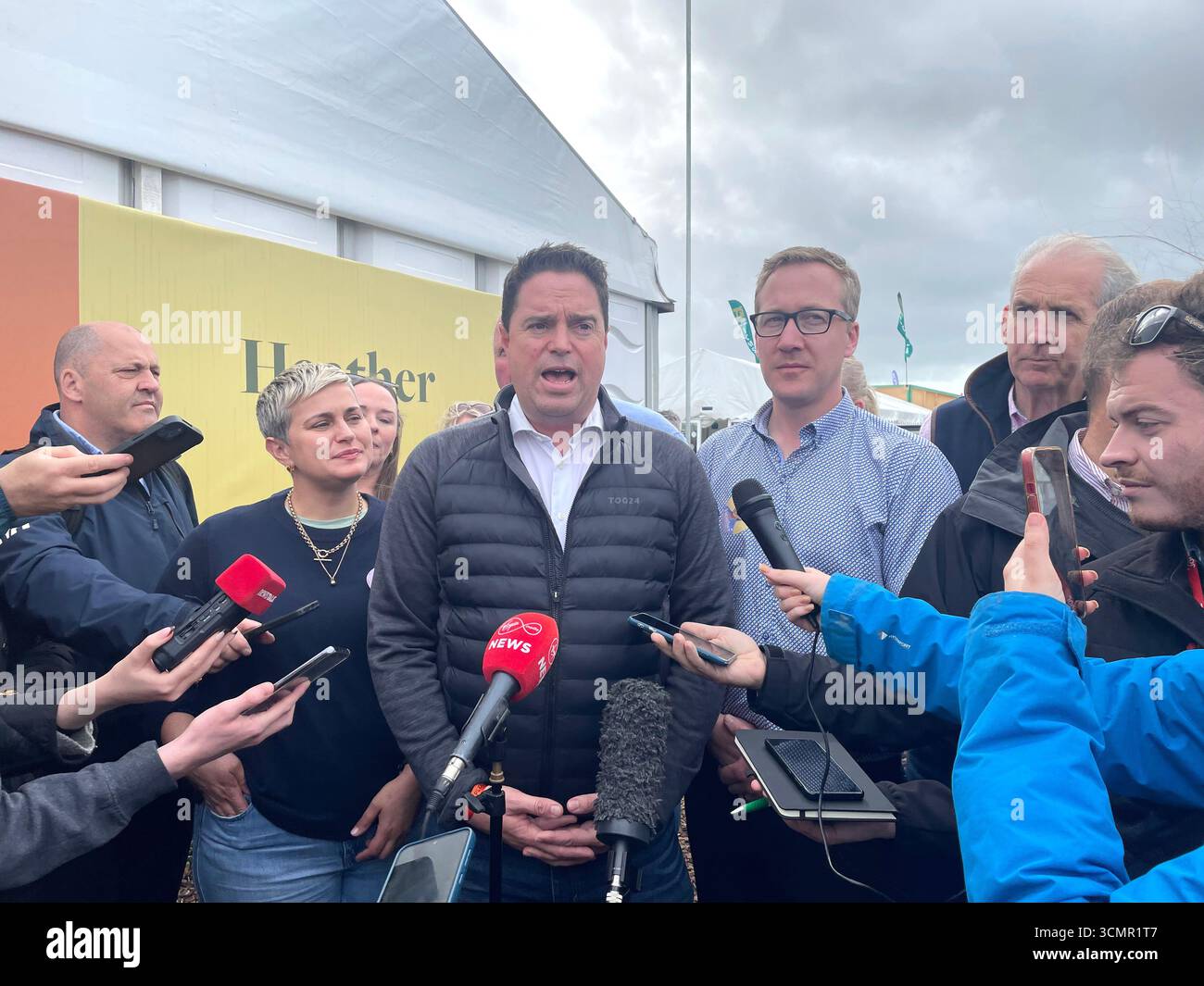 Minister for Agriculture Martin Heydon speaks to the media at the ...