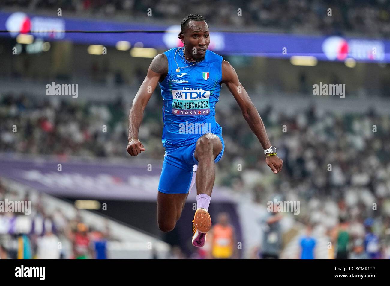 Italy's Andy Diaz Hernandez makes an attempt in the men's triple jump ...