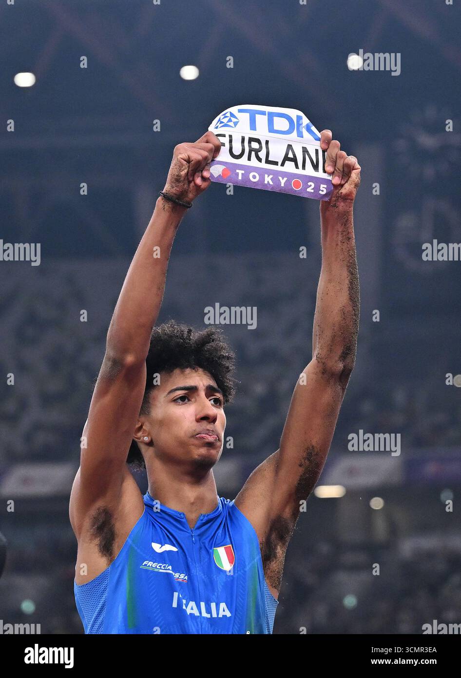 Tokyo, Japan. 17th Sep, 2025. Mattia Furlani of Italy celebrates after ...