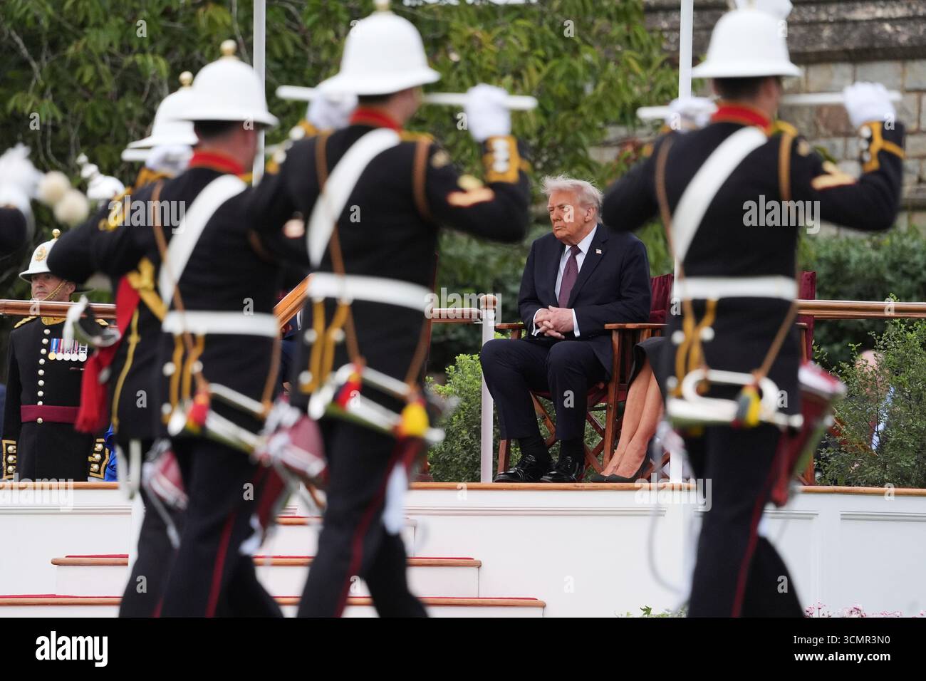 President Donald Trump attends a Beating Retreat musical performance on ...