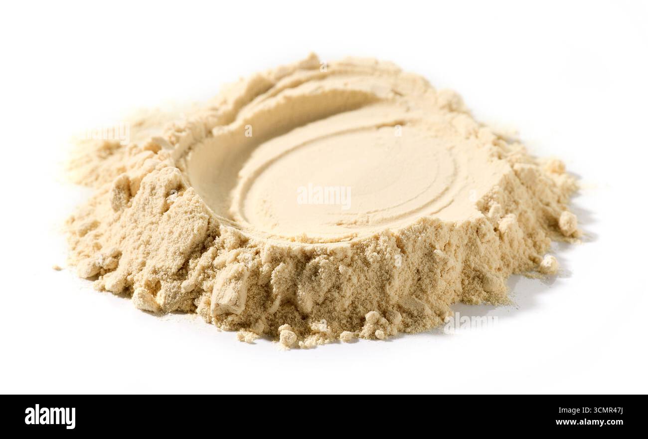 heap of protein powder isolated on white background Stock Photo - Alamy