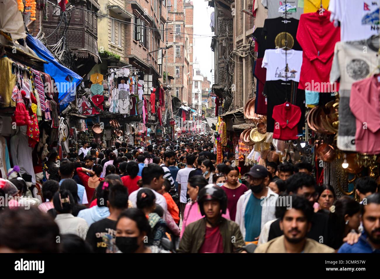 Kathmandu, Nepal. 17 September 2025. People crowd the busy Ason market in Kathmandu ahead of the ...