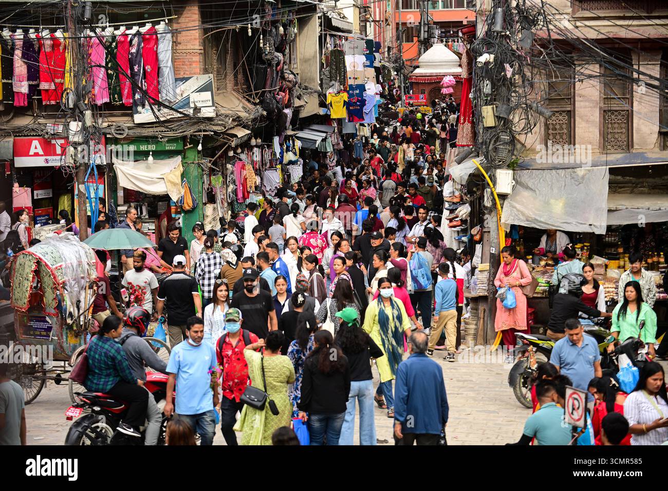 Kathmandu, Nepal. 17 September 2025. People crowd the busy Ason market in Kathmandu ahead of the ...
