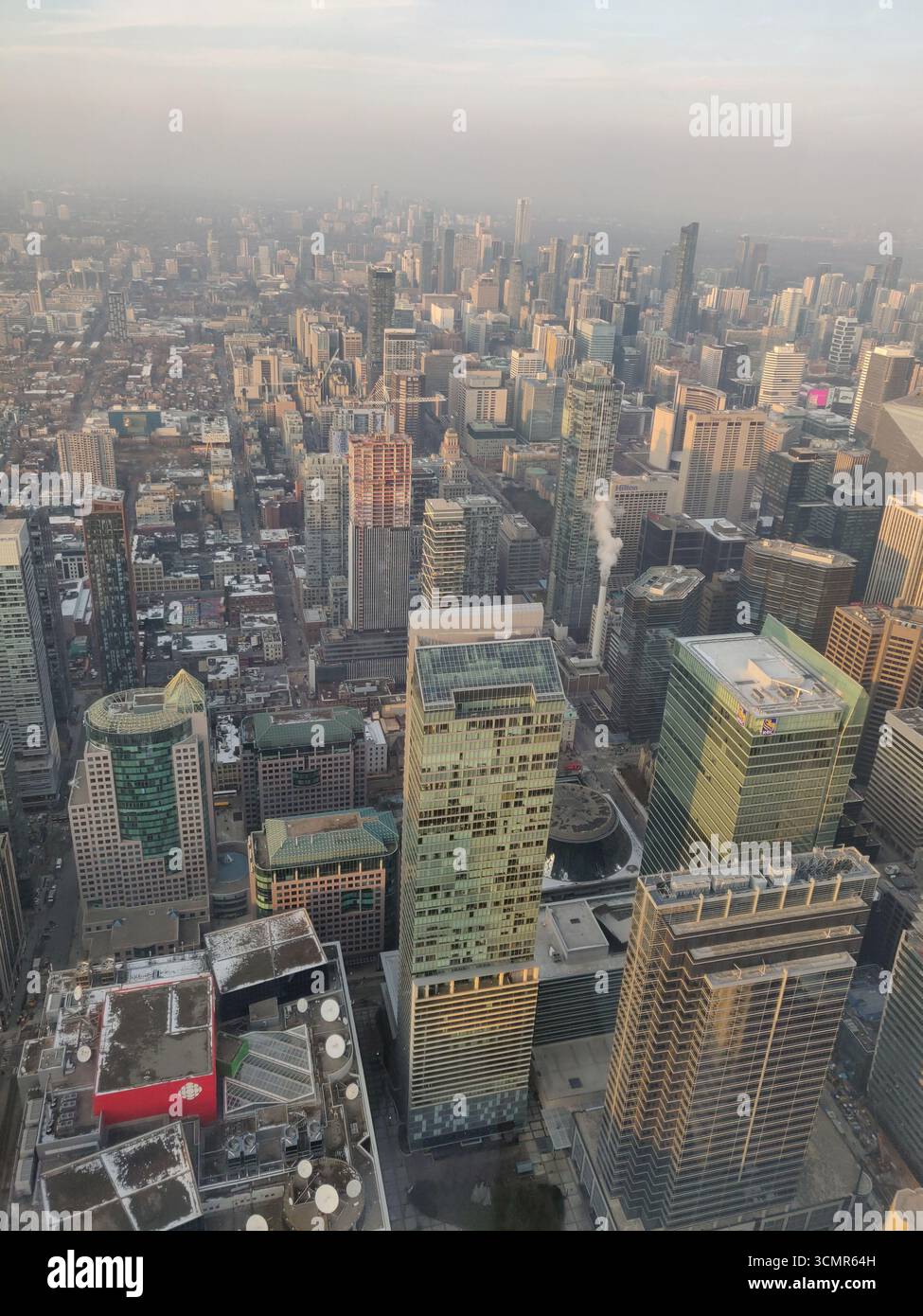Bird’s-eye aerial view of Toronto city from CN Tower observation deck ...