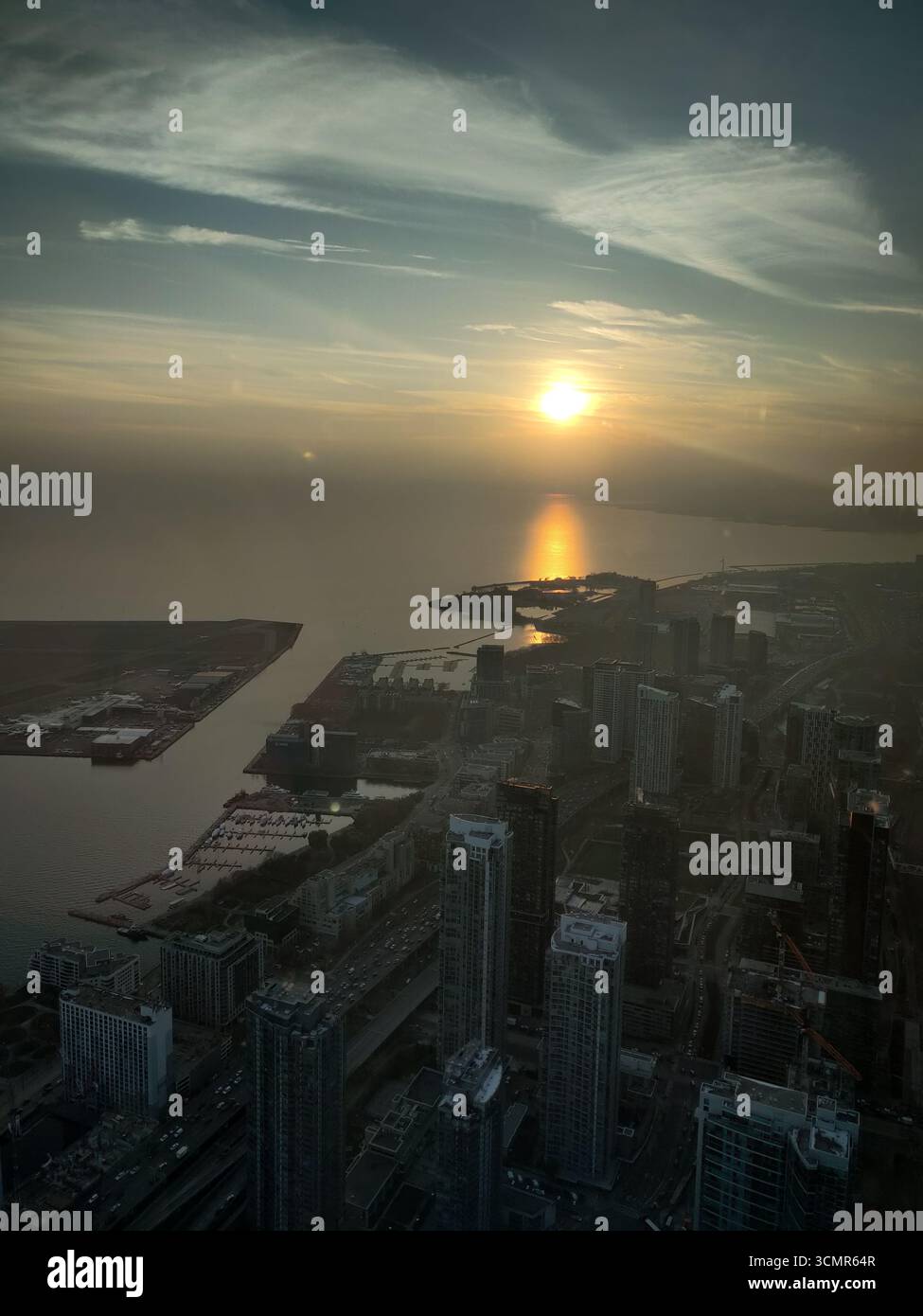 Bird’s-eye aerial view of Toronto city from CN Tower observation deck ...