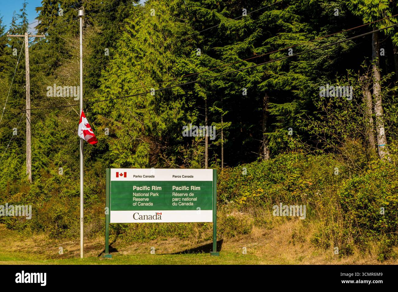 Pacific Rim National Park Reserve sign, Ucluelet, Vancouver Island ...