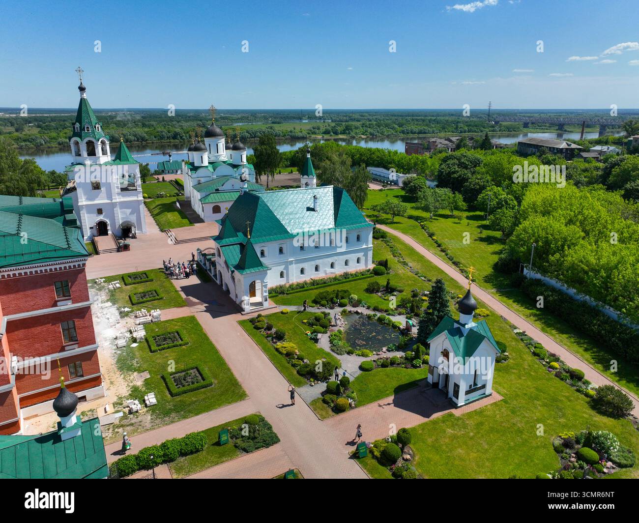An aerial view showing the beautiful Transfiguration Monastery complex ...